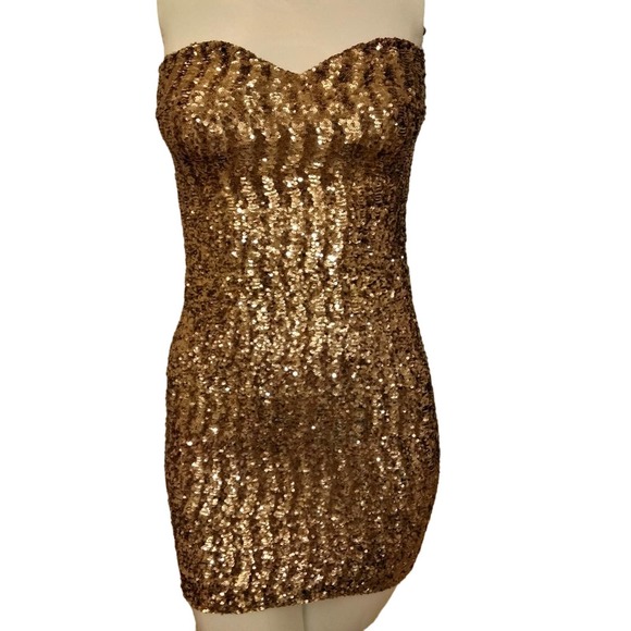 Arden B | Dresses | Arden B Form Fit Gold Sequence Dress Xs | Poshmark